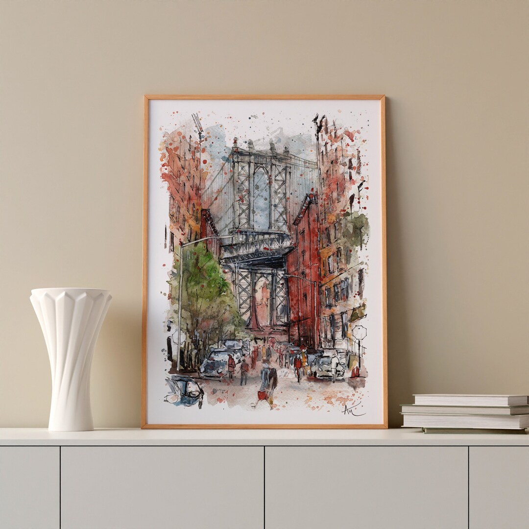 New York Poster Brooklyn Print Travel Art USA Holiday Wall Art Decor NY ...