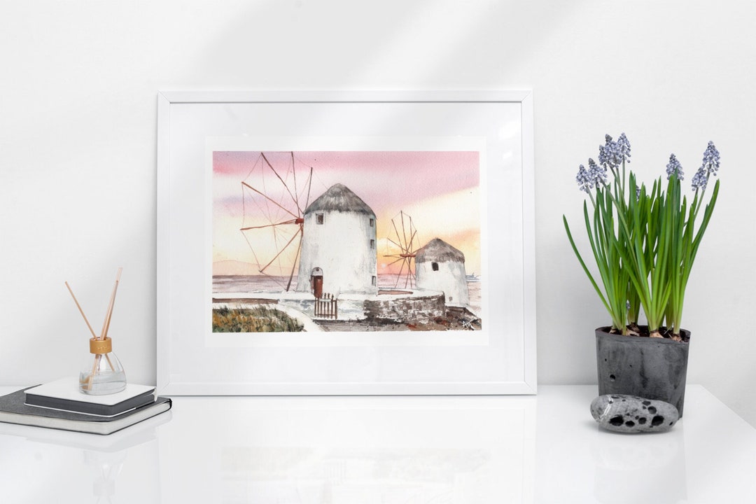 Greek Wind Mill Greece Holiday Souvenir Santorini Mill Art Greece ...