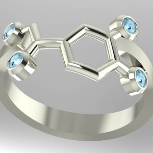 Norepinephrine Molecule Solid Gold focus or motivation Ring Set With ...