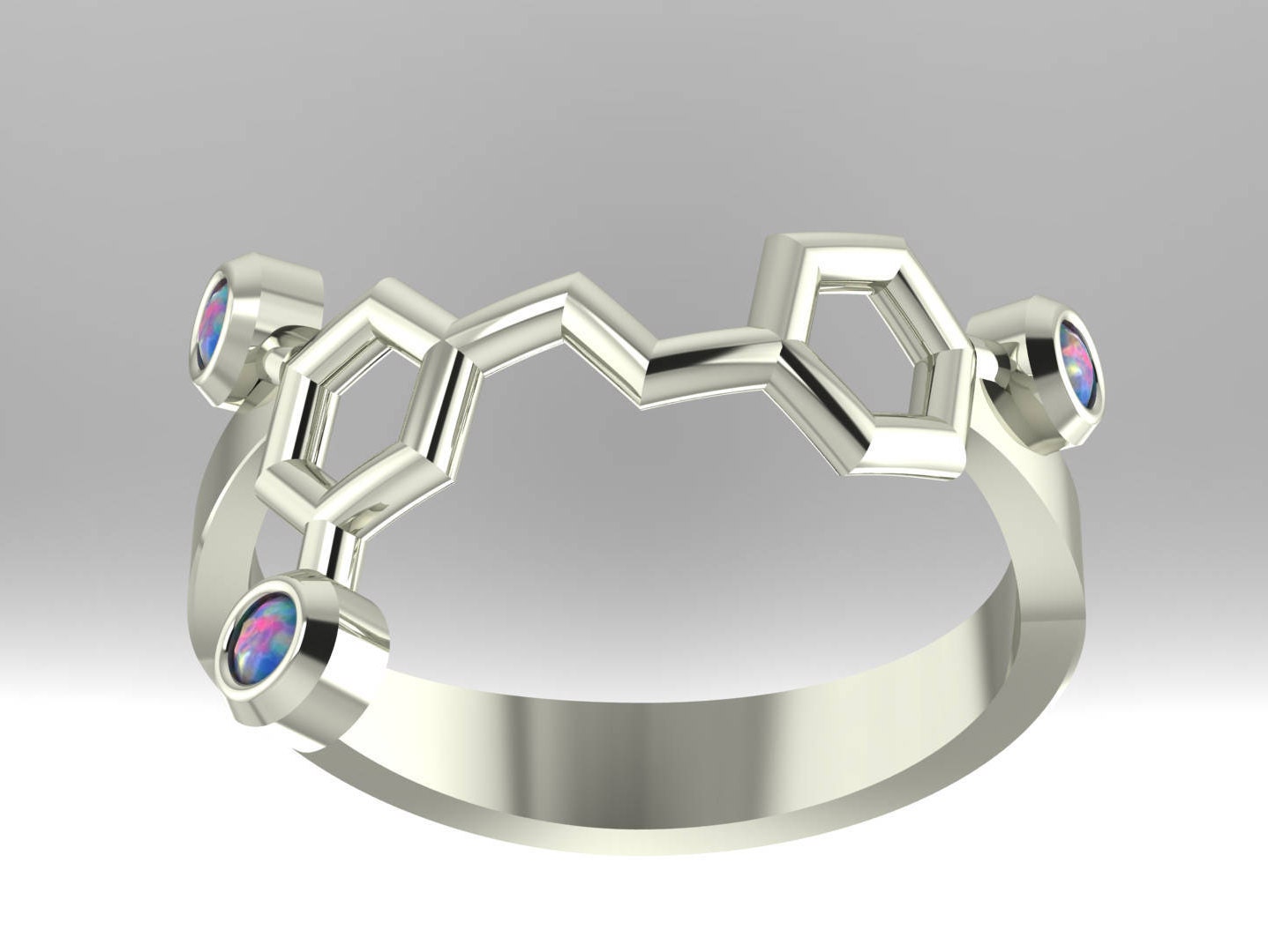 Molecule Wine resveratrol Platinum Ring Set With Genuine - Etsy