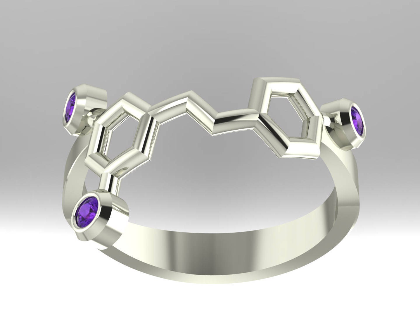 Molecule Wine resveratrol Platinum Ring Set With Genuine Diamond-cut ...