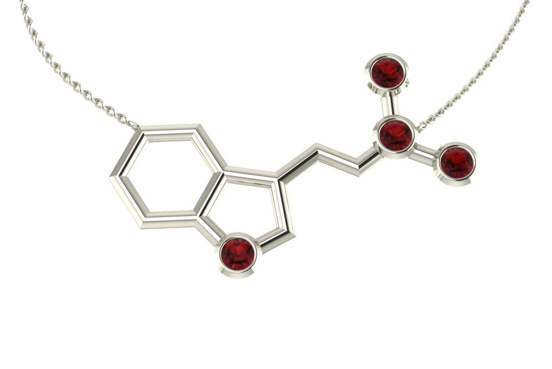 Molecule DMT dimethyltryptamine spirit Solid Platinum Necklace Set With ...