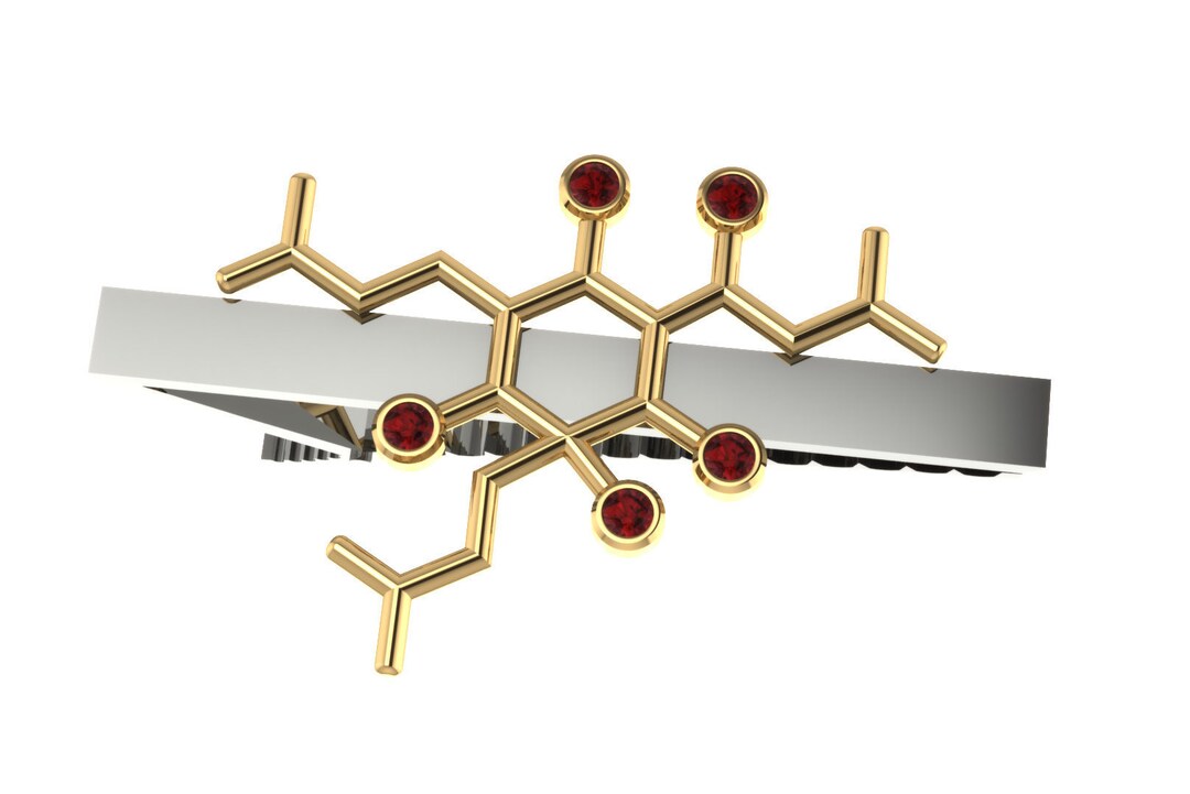 Humulone hops or beer Molecule 2tone Tie Clip, Solid Gold Set With ...