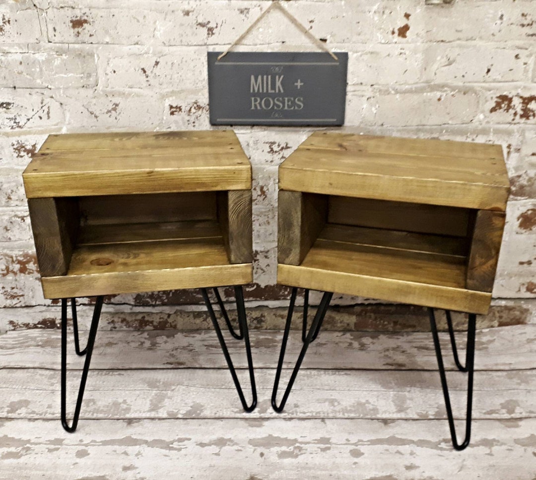 Rustic Bedside Table | Side Table | Industrial Nightstand | Small Table ...