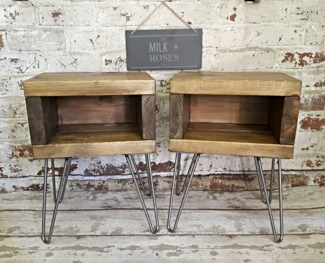 Rustic Bedside Table Industrial Nightstand Side Table Small Table With ...