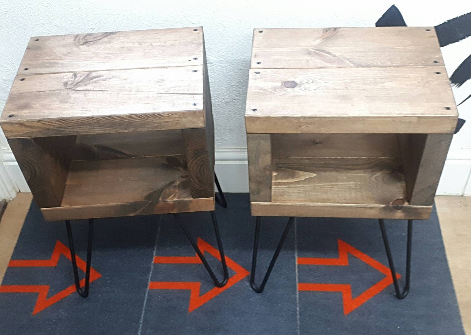 PAIR of Rustic bedside tables industrial night stands | Etsy