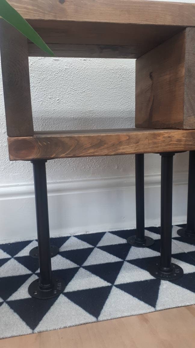 PAIR of Handmade Rustic Bedside Tables With Black Industrial | Etsy