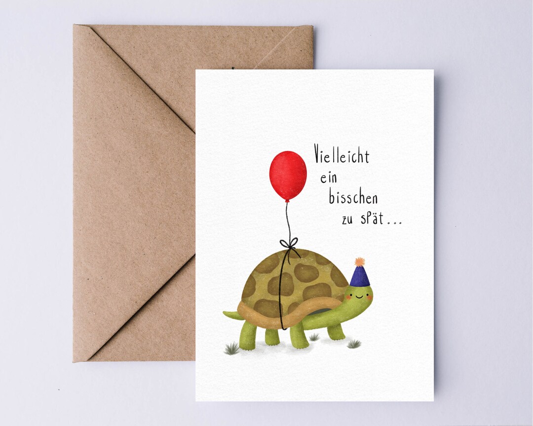 Birthday Card Turtle Birthday Card With Turtle Happy Belated Birthday ...