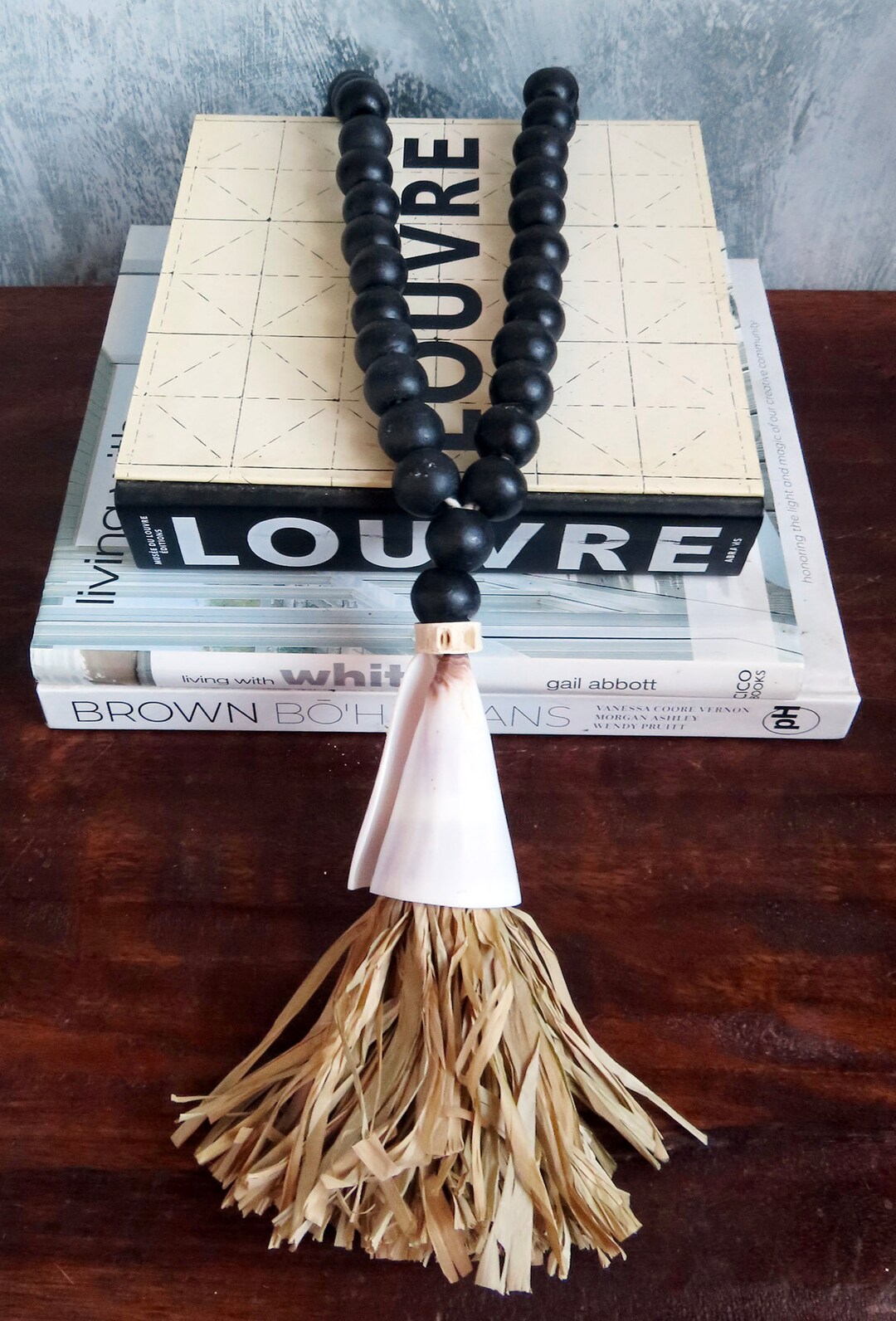 Natural Sea Shell Tassel Coastal Beach Decor With Fringe, Beads and ...