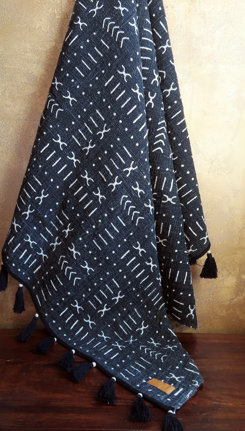 Black & White Tribal African Mud Cloth Inspired Throw Blanket With ...