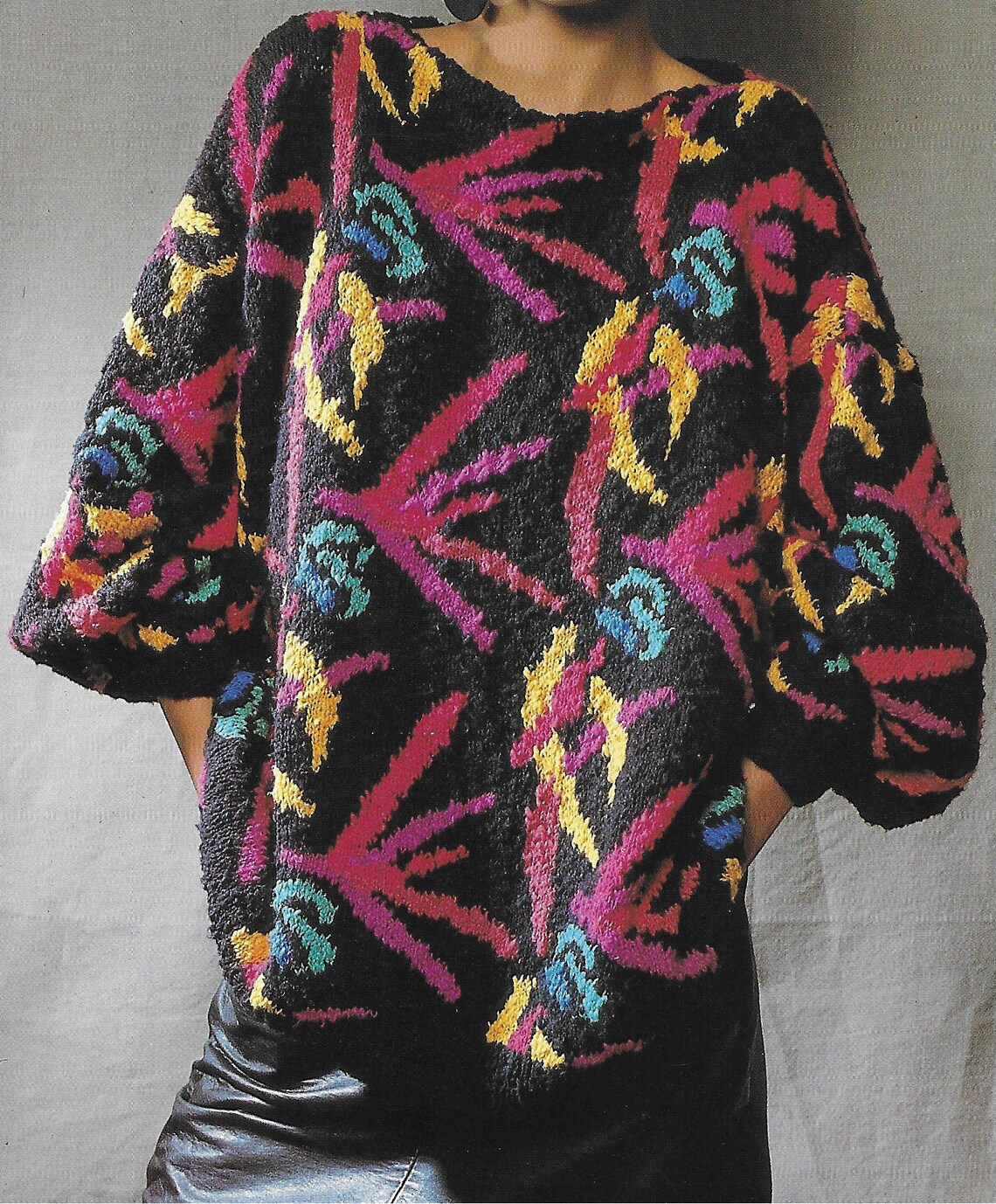 Vintage PDF Download Pattern Mohair Intarsia Sweater, Original Pattern ...