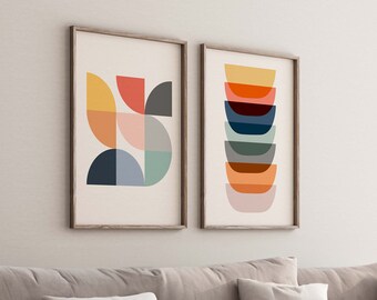 Abstract Color Block Wall Art, Set of 3 Home Decor Set of Wall Art ...