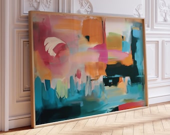 Colorful Abstract Landscape Print Bright Vibrant Art Abstract Mountain ...