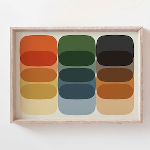 Bold Retro Color Block Digital Print – Modern Abstract Wall Art - Etsy