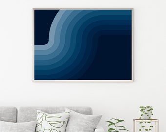 Blue Retro Poster - Etsy