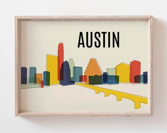 Austin Skyline Print - Etsy
