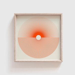 Modern Red Sun Wall Decor Abstract Sun Print Geometric Wall Art ...