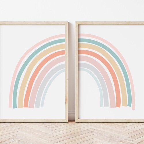 Rainbow Nursery Wall Art Rainbow Prints Set of 3 Girls Room - Etsy