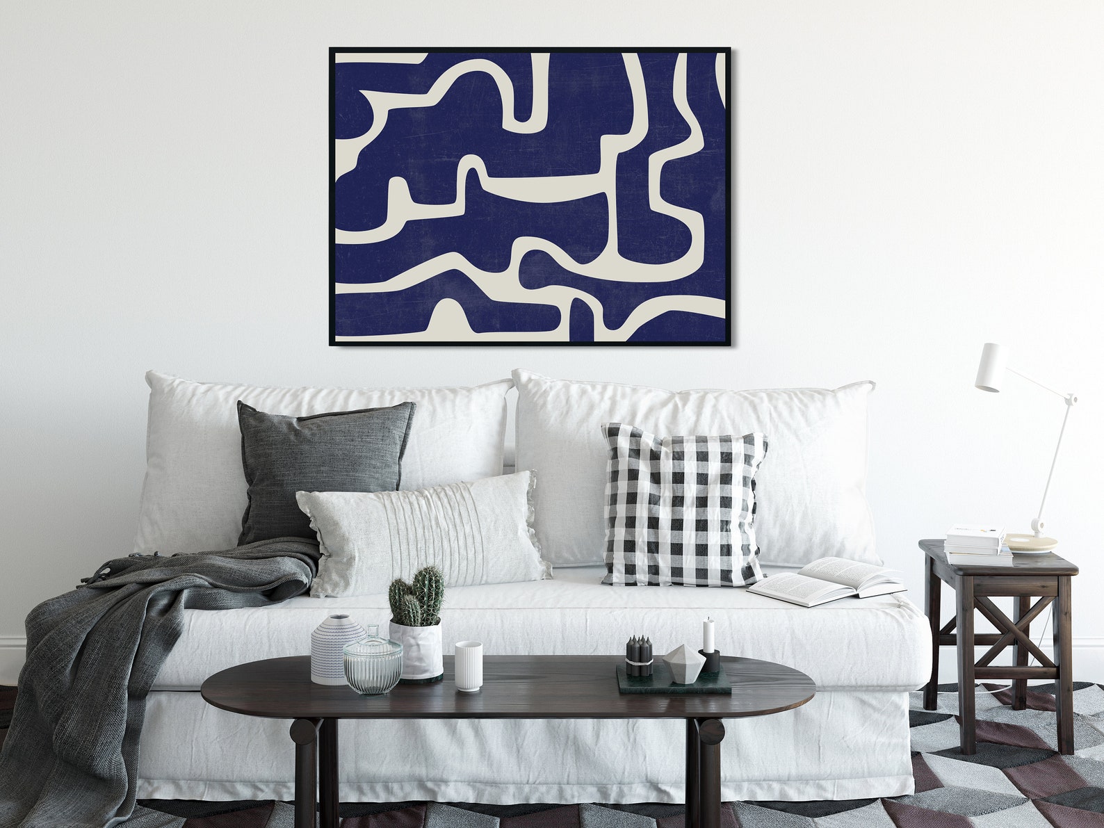 Cool Grey Blue Wall Decor Navy Blue Wall Art Prints Modern Art - Etsy
