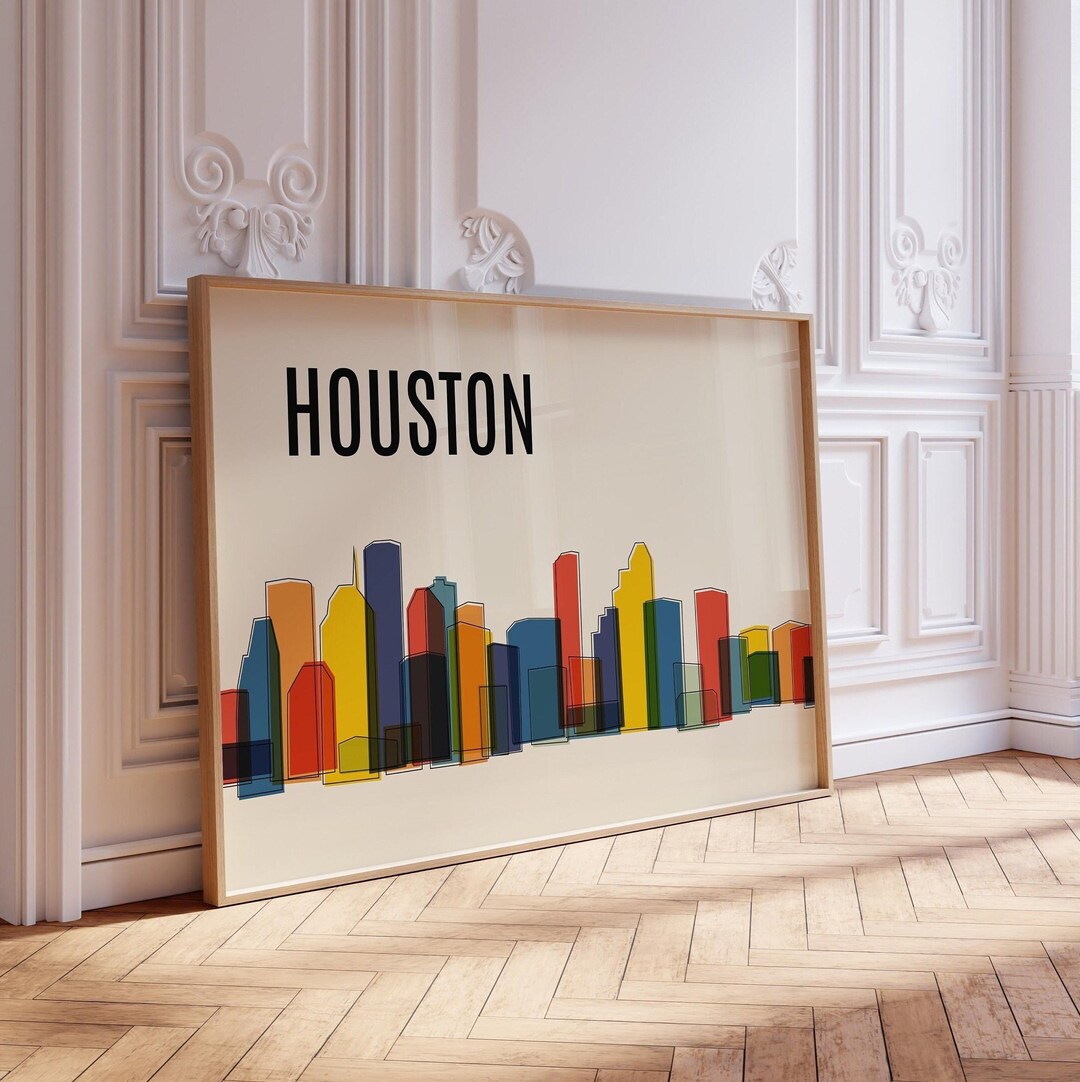 Colorful HOUSTON Skyline DIGITAL Art Print - Cool Travel Poster - Etsy