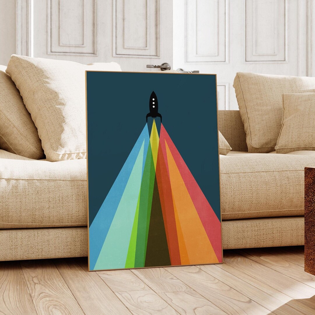 Colorful Rocket Wall Art Print - Etsy