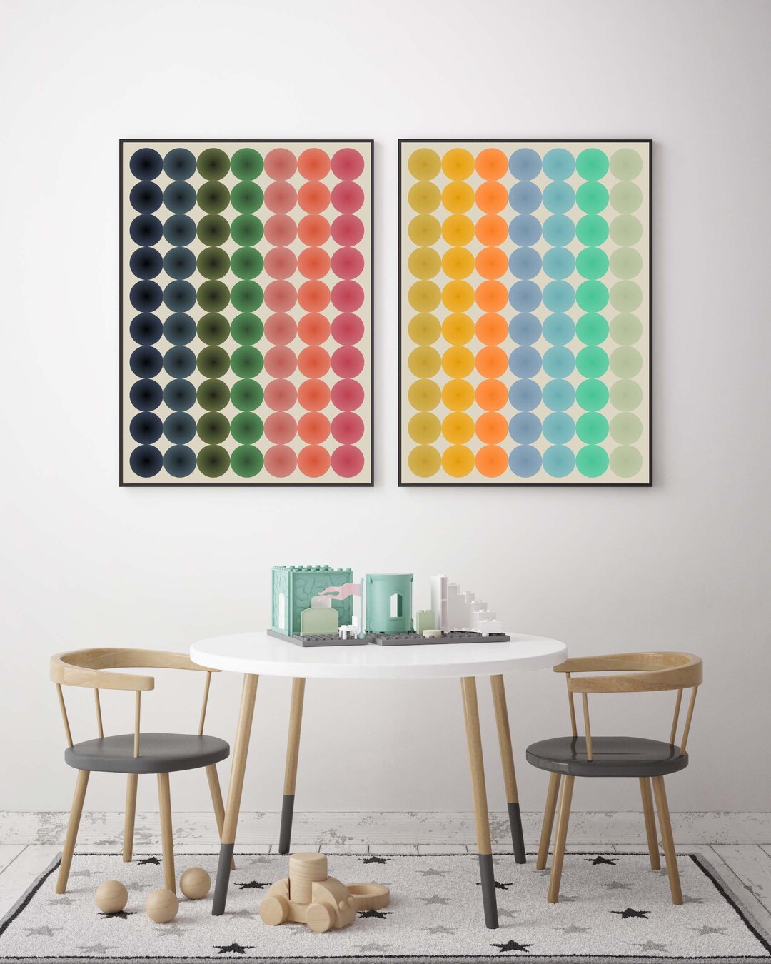Fun Colorful Abstract Large Wall Art Set of 2 Prints Bold - Etsy