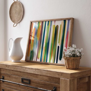 Colorful Striped Modern Printable Colorful Art Print Abstract Lines Art ...