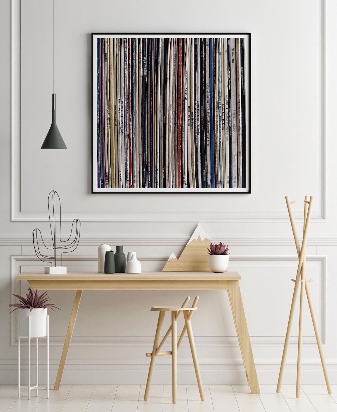 Cool Record Stack Square Art Print - Etsy