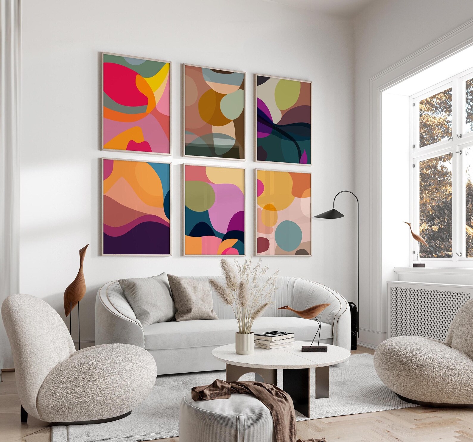Funky Gallery Art Prints - Set of 6 Colorful DIGITAL Organic Posters - Etsy
