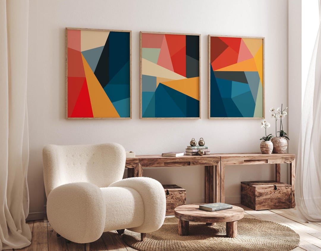 Set of 3 Bold and Colorful Geometric Prints - Etsy