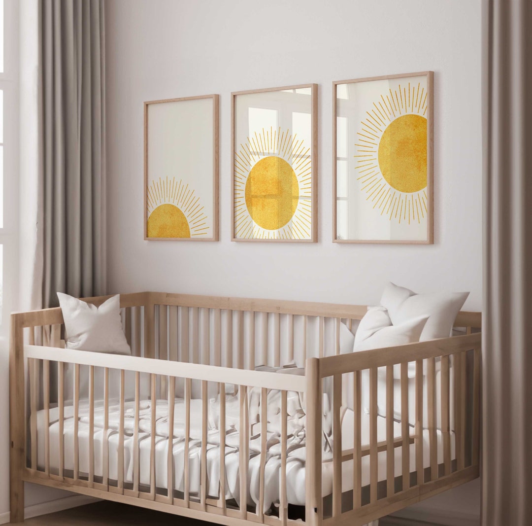 Set of 3 Boho Yellow Rising Abstract Sun Digital Prints - Etsy