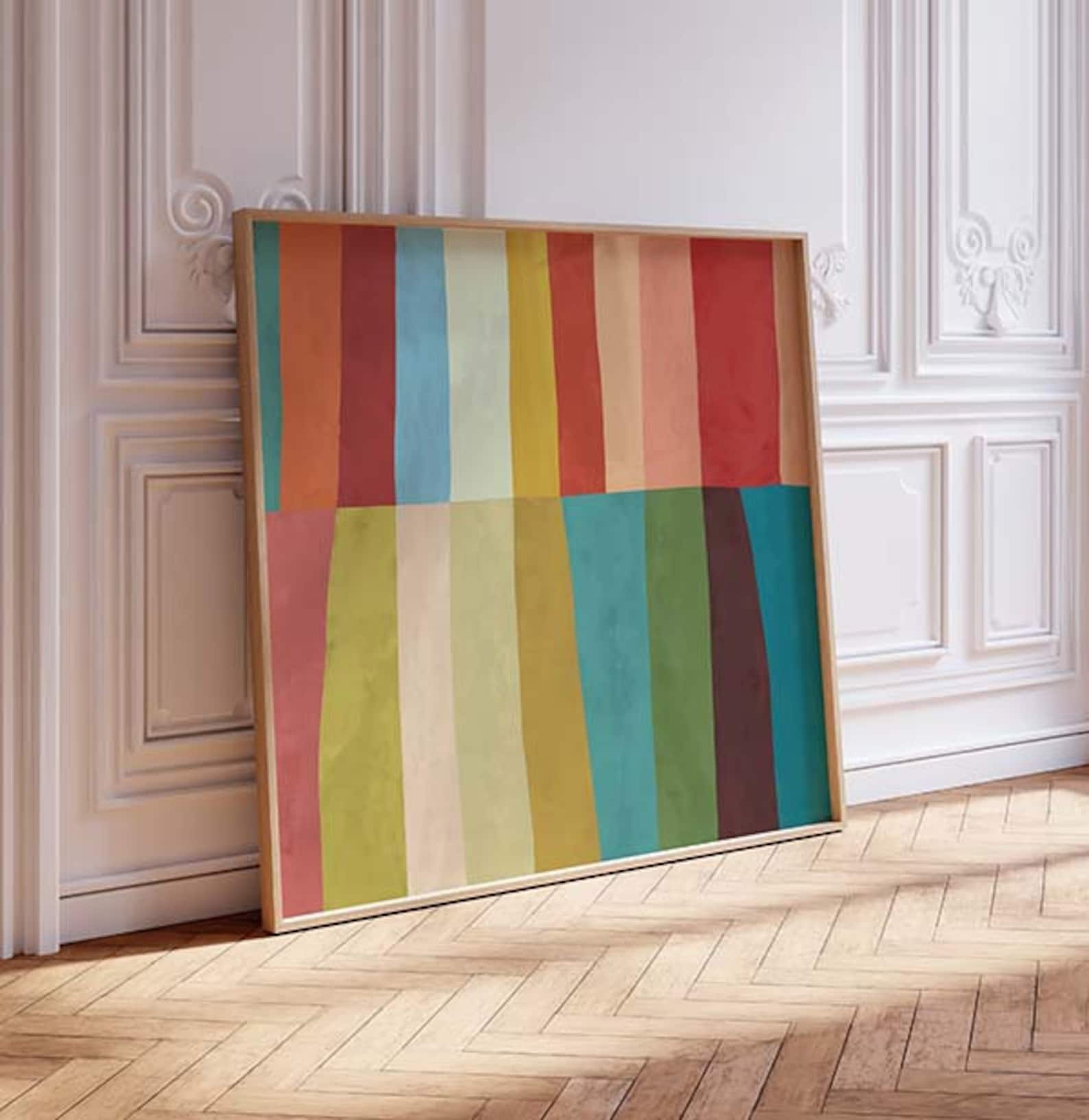 Brightly Colored Painted Stripes - Square DIGITAL Art Print - Etsy