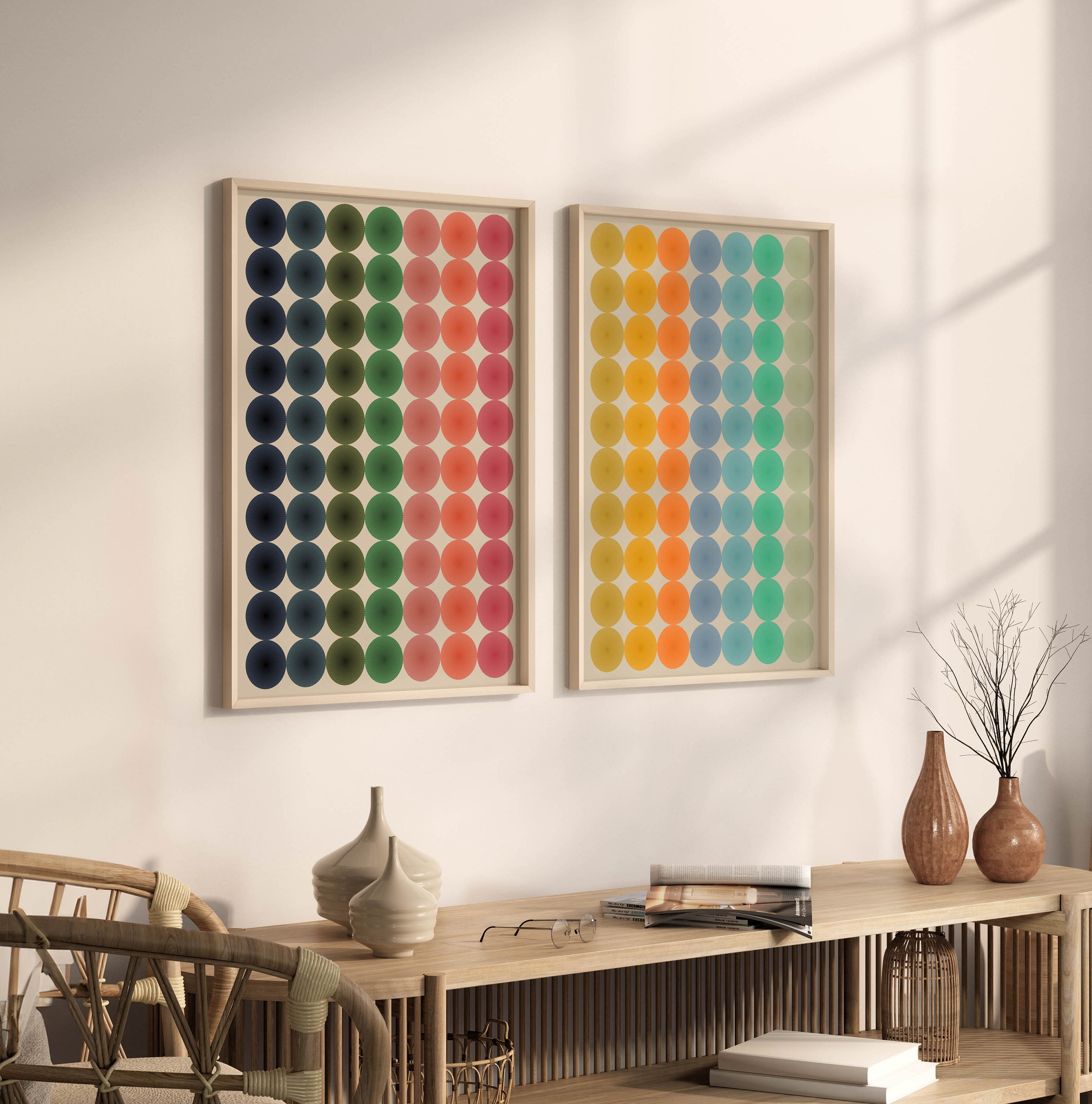 Set of 2 FRAMED Colorful Abstract Circle Prints - Etsy