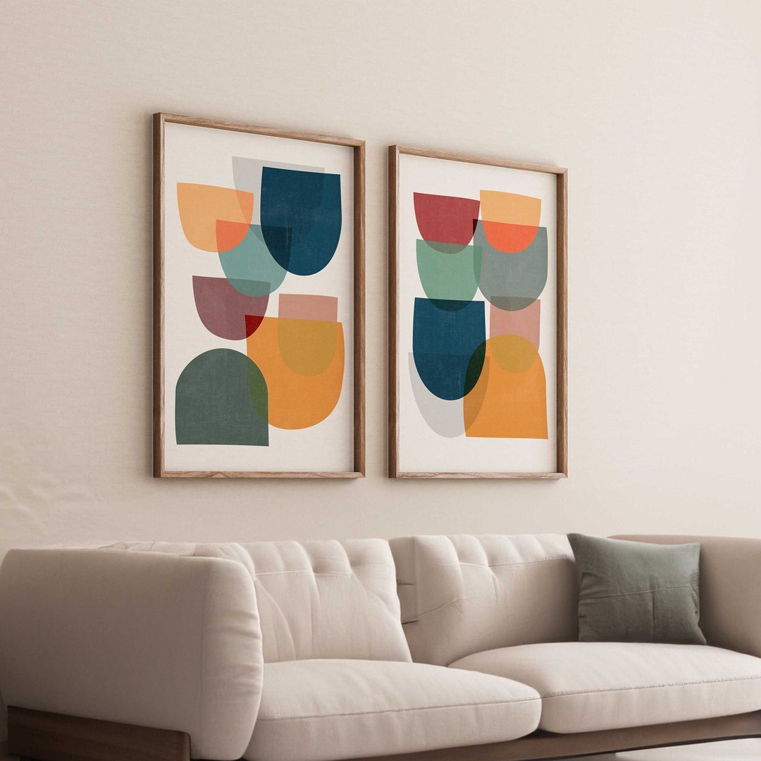 Colorful Mid Century Modern Digital Print Set - Etsy