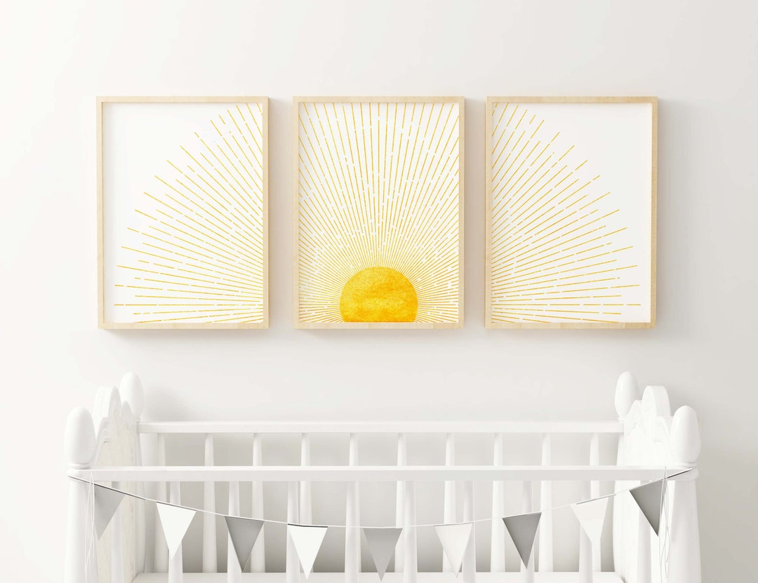 Sunset Posters Set of 3 Boho Sun Print Sun Burst Wall Decor - Etsy