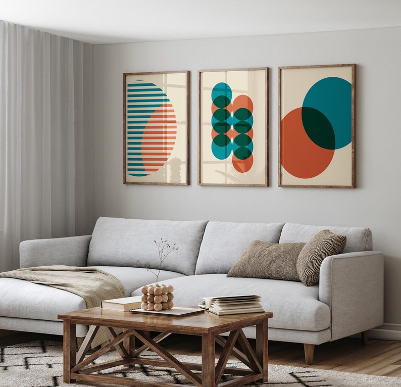 Set of 3 Modern Abstract DIGITAL Prints - Retro Geometric Poster Art - Etsy