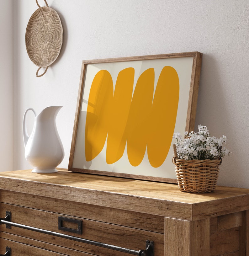 Modern Yellow Abstract Print Digital Print Minimalist Wall Art Ultra ...