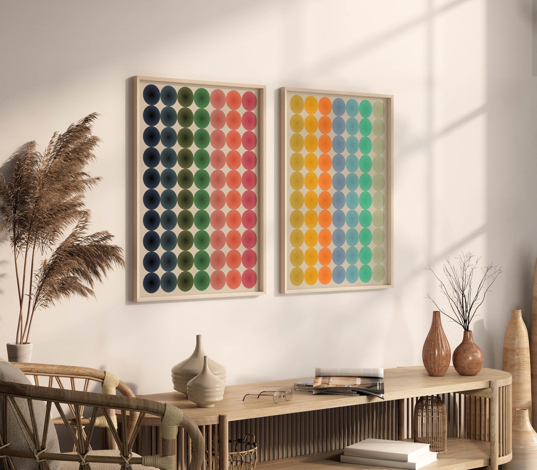 Fun Colorful Abstract Large Wall Art Set of 2 Prints Bold Artwork ...