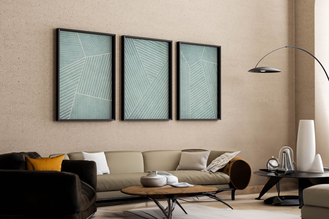 Sky Blue Line Art Print Set - Etsy