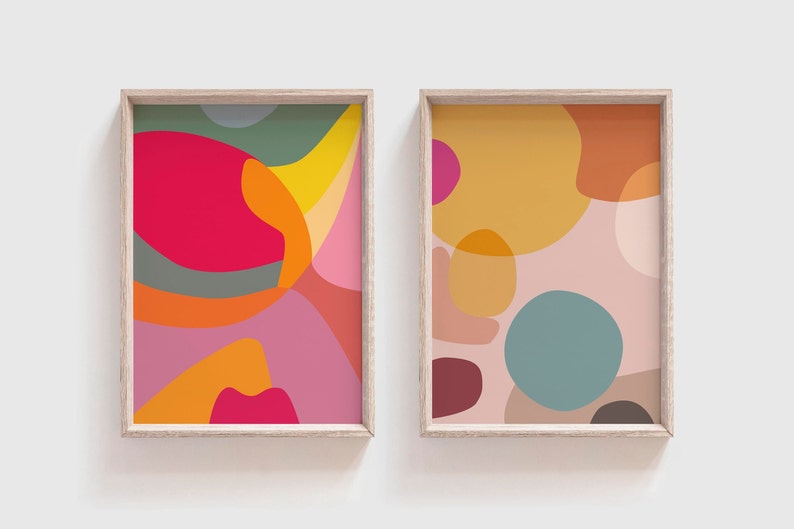 Funky Gallery Art Prints - Set of 6 Colorful DIGITAL Organic Posters - Etsy