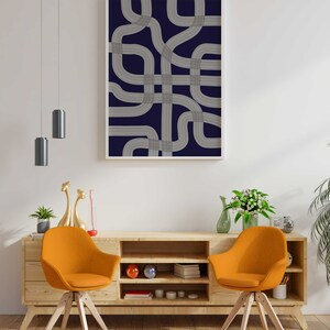 Navy Blue Geometric Line Art Digital Print - Etsy