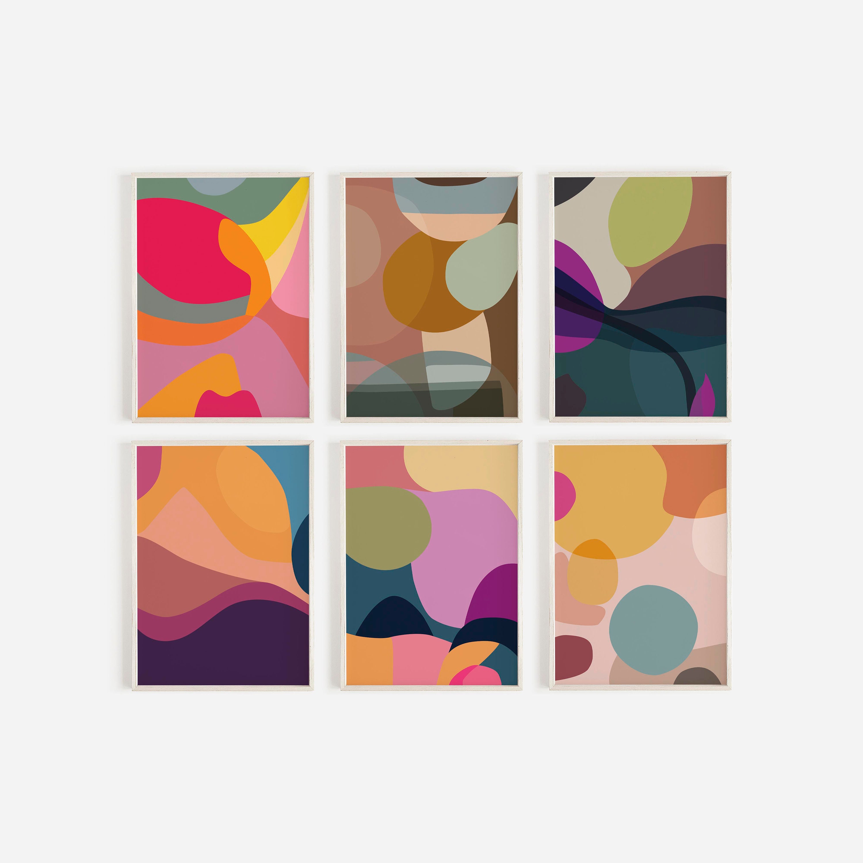 Funky Gallery Art Prints - Set of 6 Colorful DIGITAL Organic Posters - Etsy
