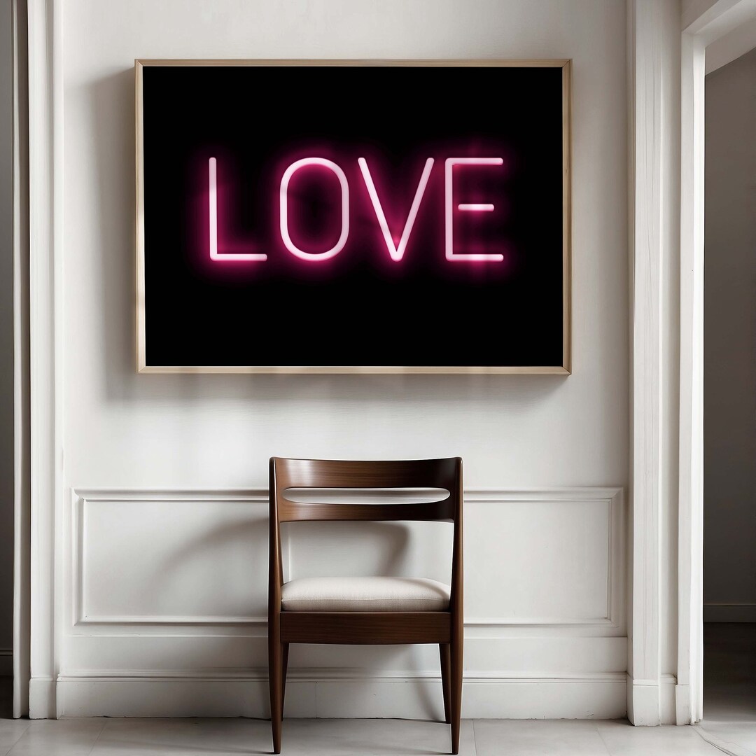 Cool Graphic Bright Pink Neon Love Sign Art Print - Etsy