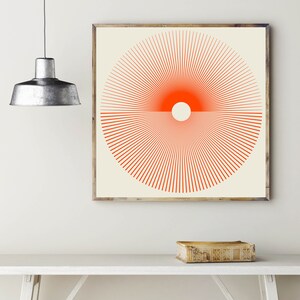 Modern Red Sun Wall Decor Abstract Sun Print Geometric Wall - Etsy