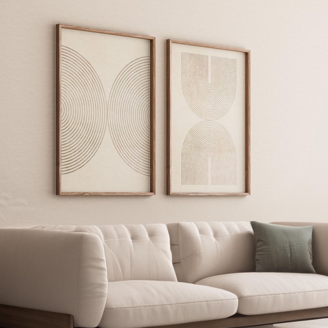 Set of 2 Boho Neutral Mid Century Modern DIGITAL Prints - Etsy