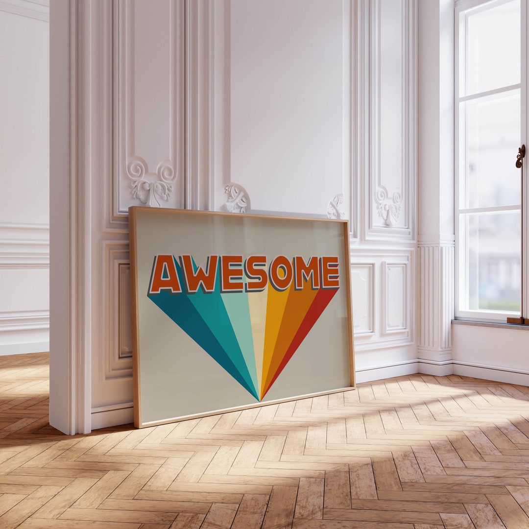 Colorful Awesome Text in a Rainbow Superhero Style Print - Etsy