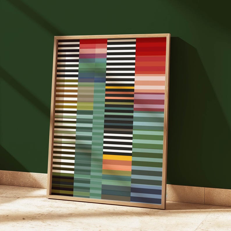 Impresión artística de pared con rayas de colores - Etsy España