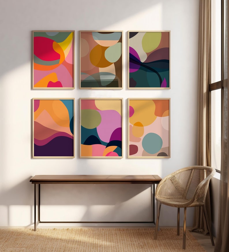Funky Gallery Art Prints - Set of 6 Colorful DIGITAL Organic Posters - Etsy