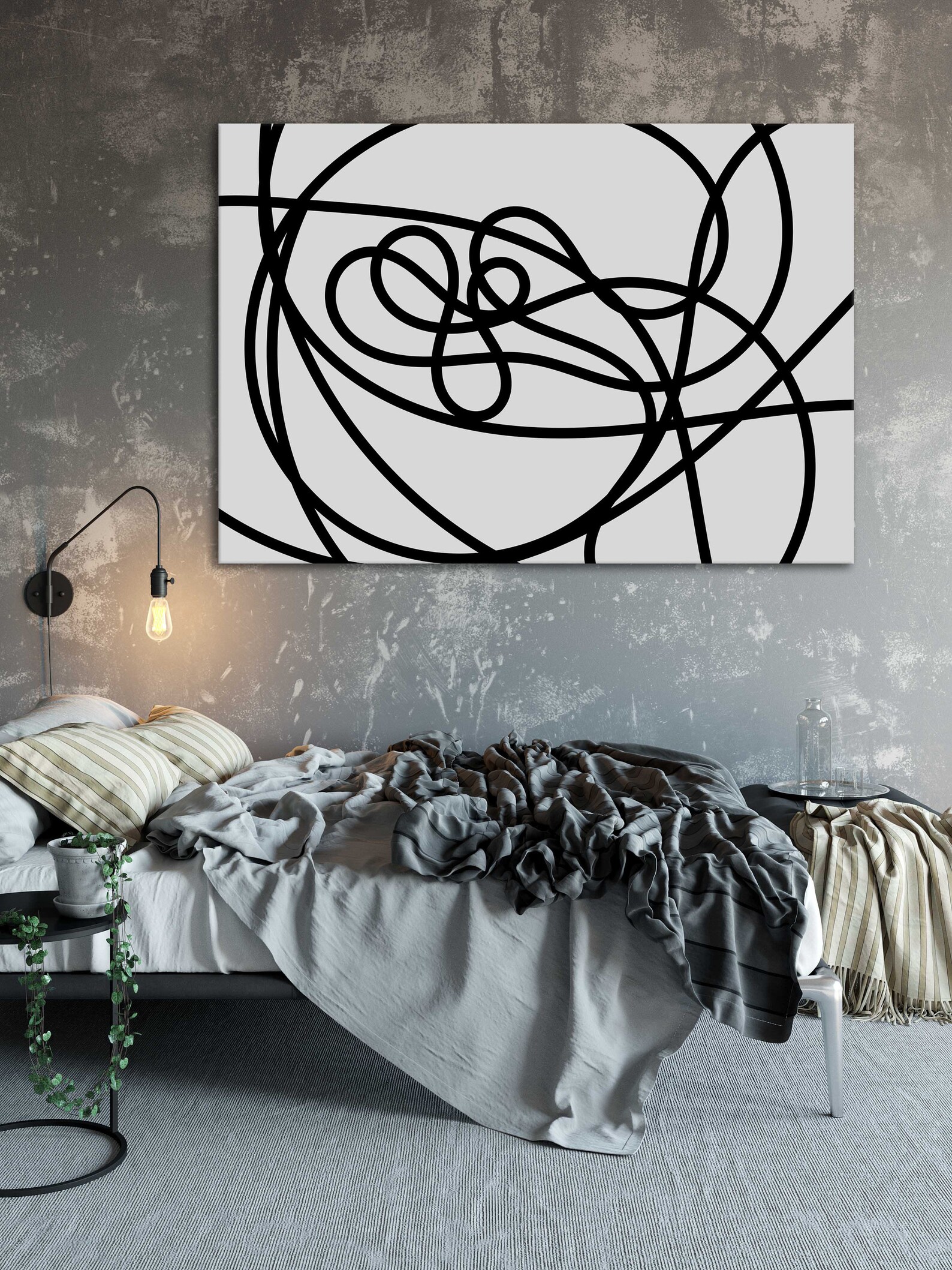 Large Art Line Drawing Print Black & White Contemporary Art | Etsy