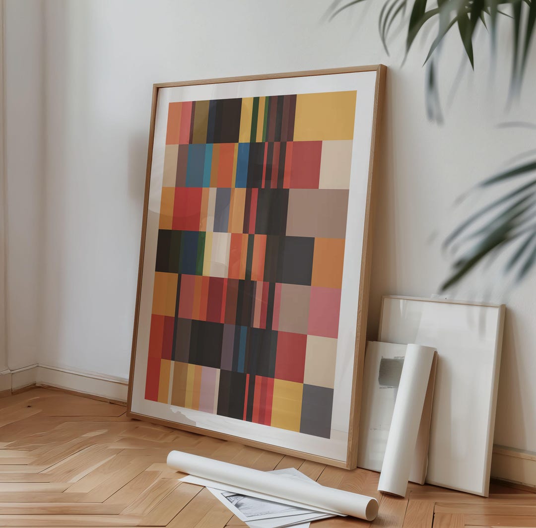 Modern Colour Block Art Print - Abstract Wall Art With Retro Tones - Etsy